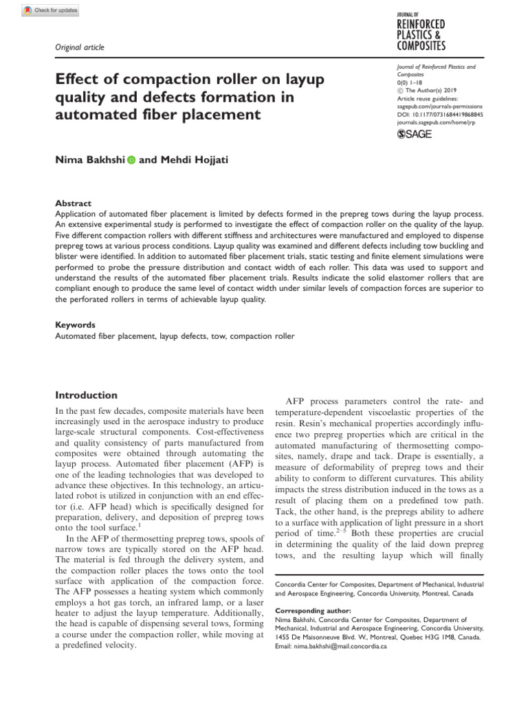Paper1 - Effect of Compaction Roller On Layup Quality and Defects Formation in Automated Fiber ...