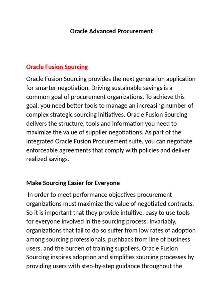 Oracle Advanced Procurement. | PDF | Procurement | Negotiation