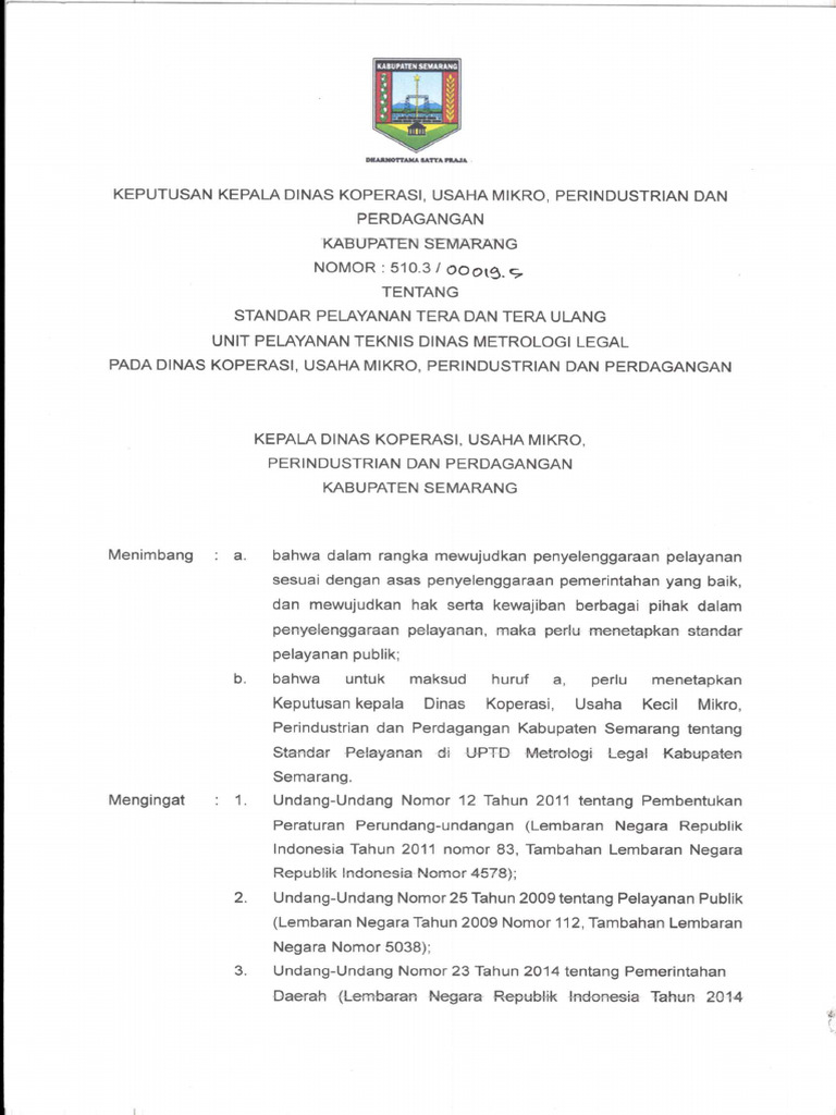 Standar Pelayanan Tera Tera Ulang UML Kab Semarang | PDF