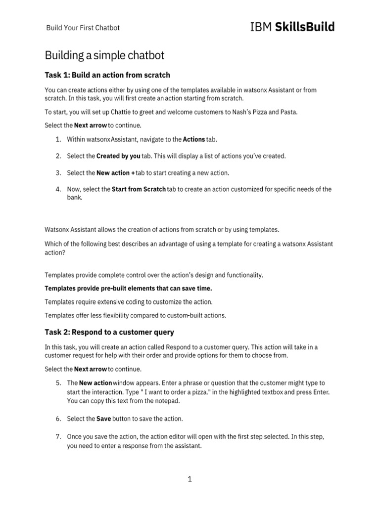 Simulation Transcript - Building A Simple Chatbot | PDF