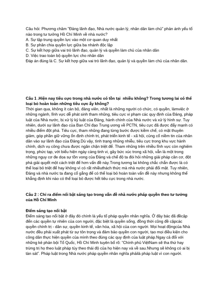 Câu hỏi tthcm | PDF