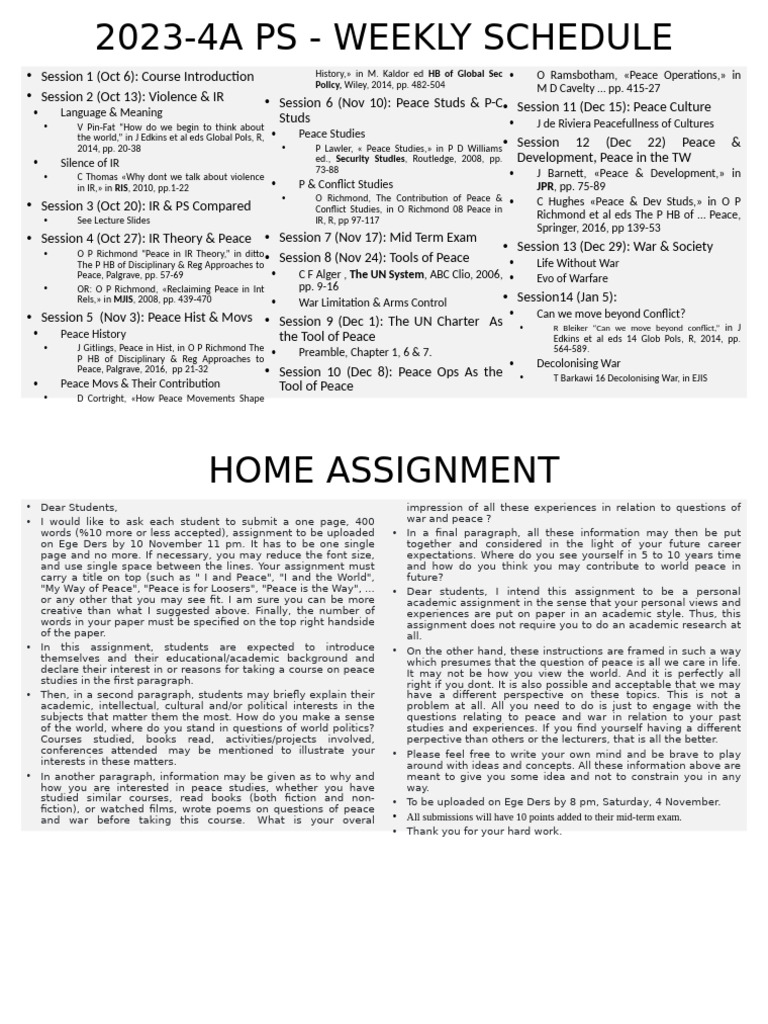 Peace Studies Course Overview and Assignments | PDF | Peace | Violence