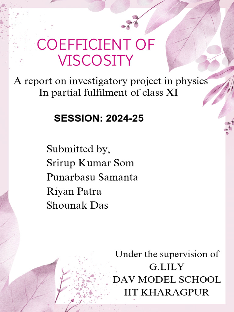 Physics Project: Viscosity Study | PDF