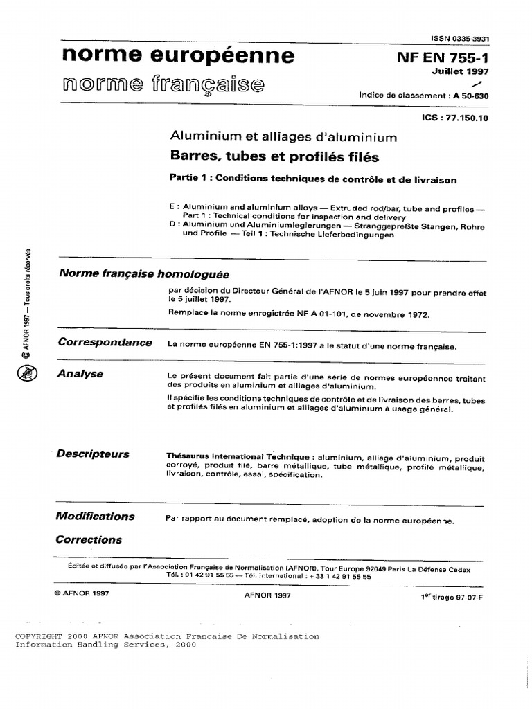 NF en 755-1 | PDF