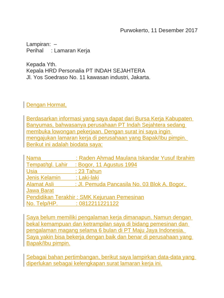 Contoh Lamaran | PDF