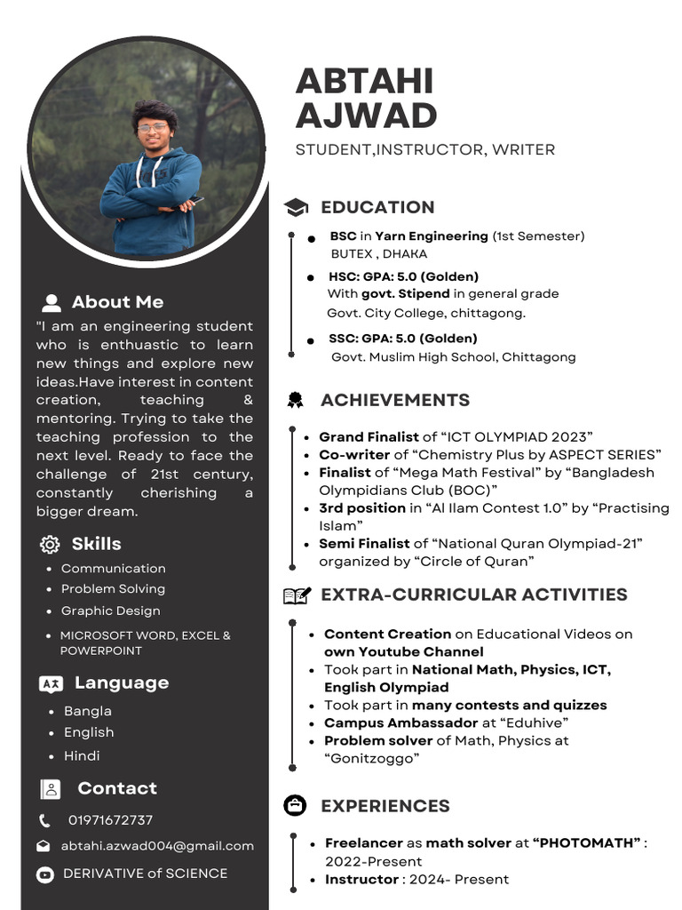 Resume of Abtahi Ajwad 1.0 | PDF