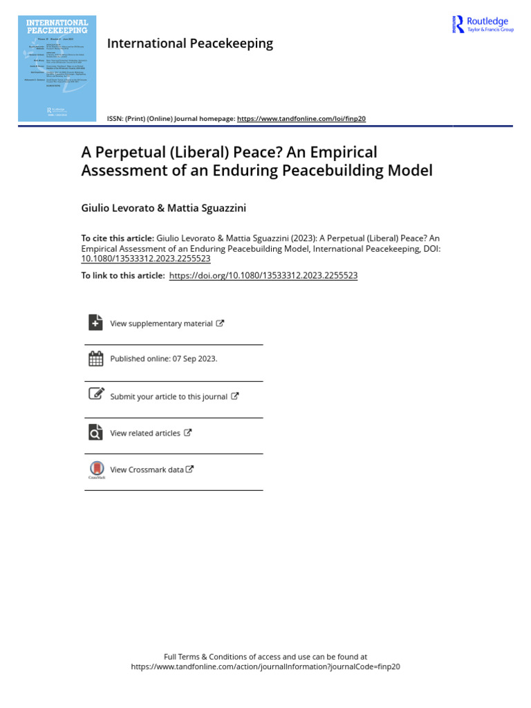 A Perpetual Liberal Peace An Empirical Assessment of An Enduring ...