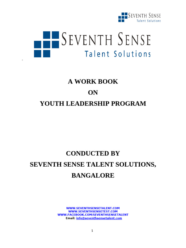 A Work Book On Youth Leadership Program | PDF | Negotiation | Leadership