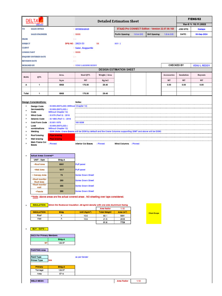 DELTA STEEL-BOQ & DESIGN DETAILS - 2024-53-Saini, Kopparthi - IS Option - BLDG A - Rev - 01 ...