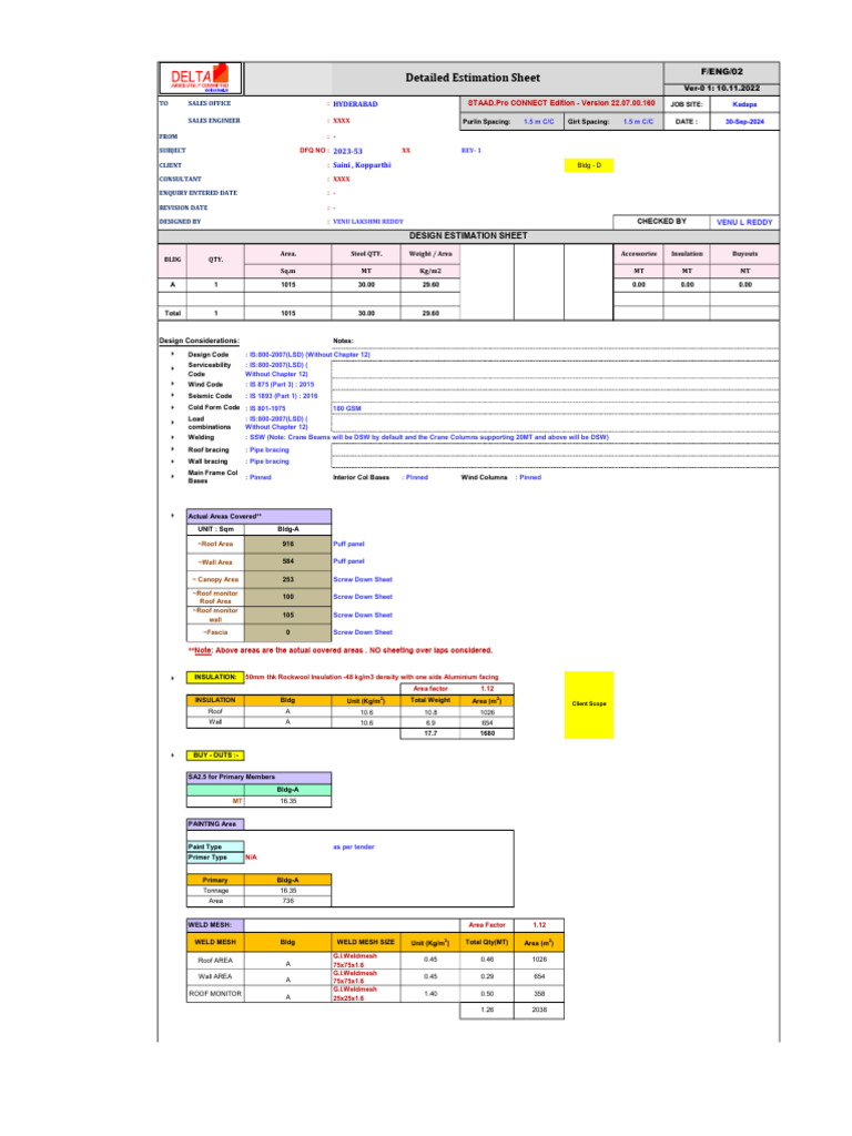 DELTA STEEL-BOQ & DESIGN DETAILS - 2024-53-Saini, Kopparthi - IS Option ...