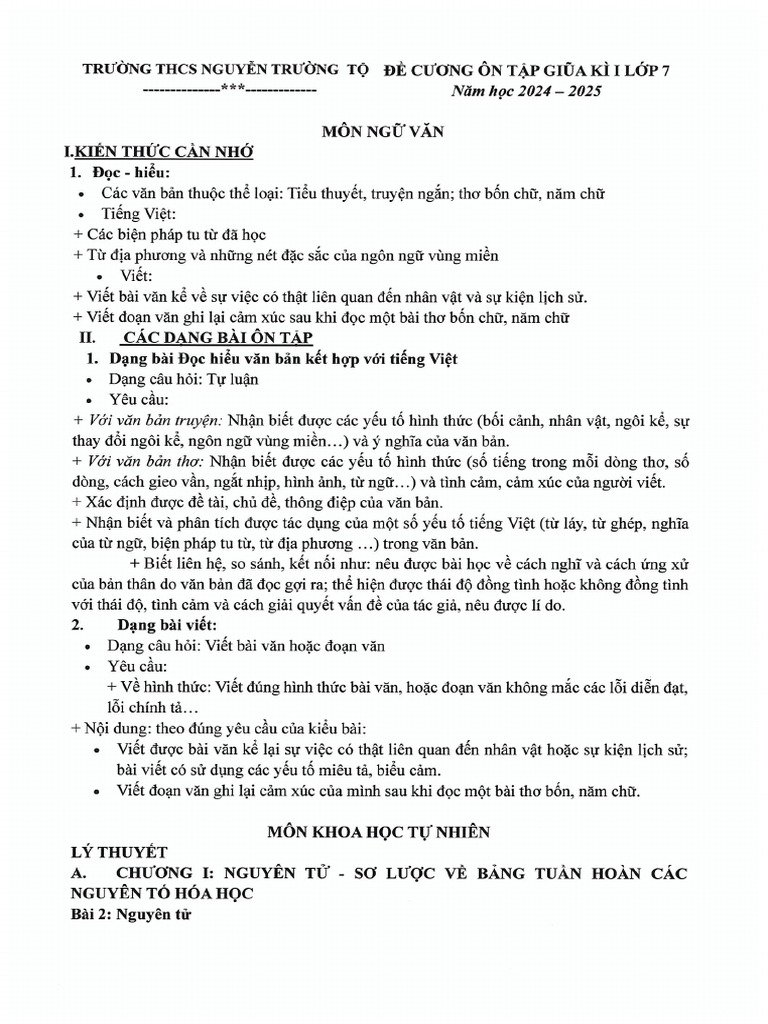 Đề cương GK1 K7 | PDF