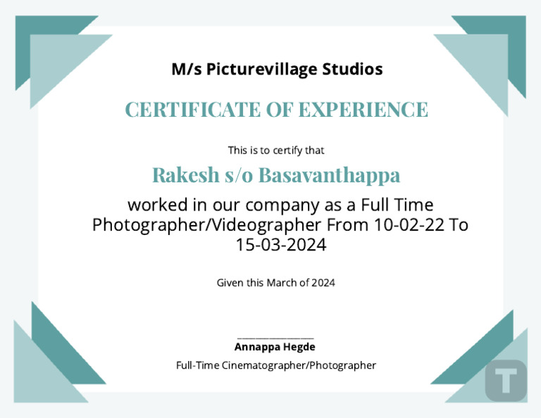 IT Experience Certificate Template | PDF
