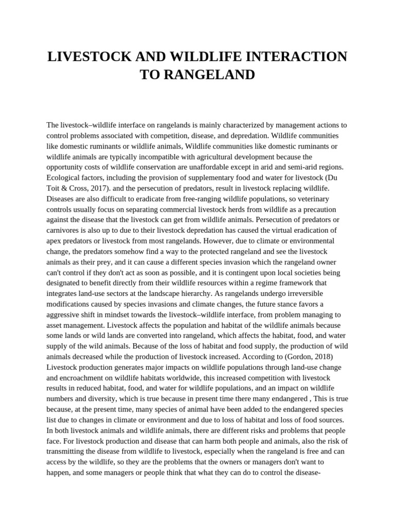 Livestock and Wildlife Interaction To Rangeland 1 | PDF | Livestock ...
