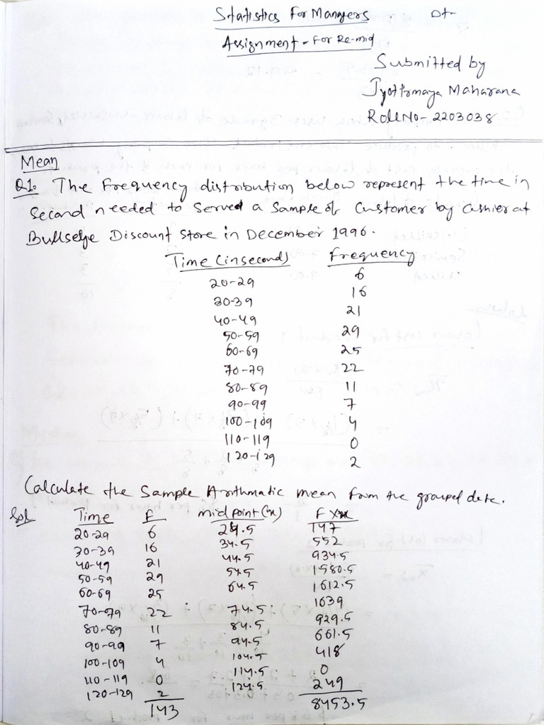 Statistics assignment | PDF
