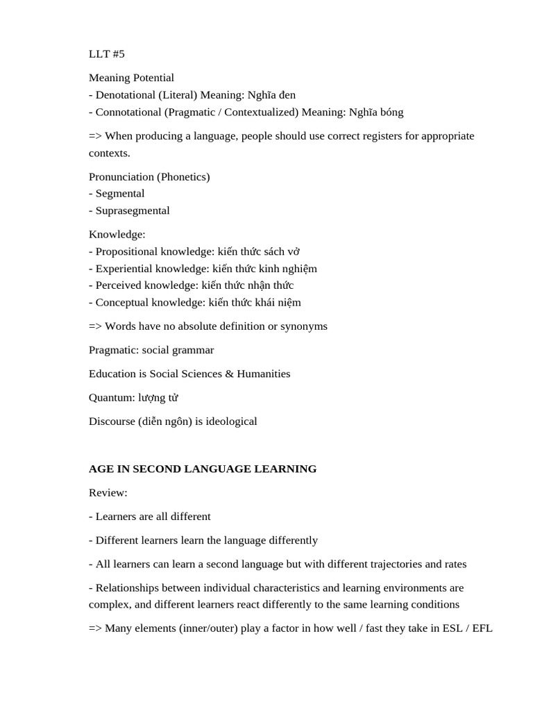 LLT #5 | PDF | Second Language | Learning