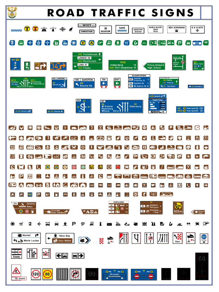South African Road Traffic Sign Chart 1 3 | PDF