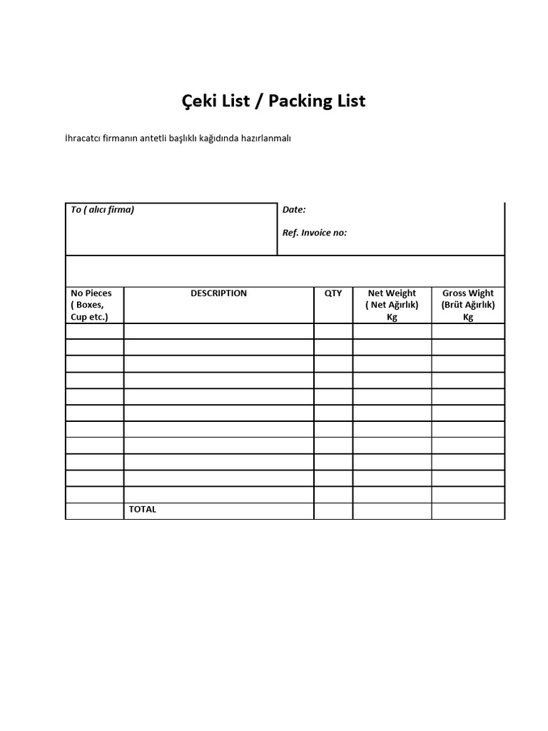 Packing List | PDF