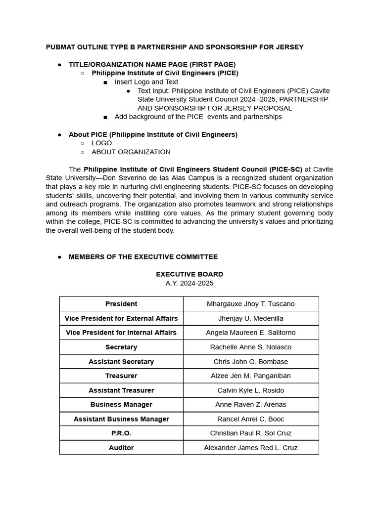 Pubmat Outline Type B Partnership and Sponsorship For Jersey | PDF