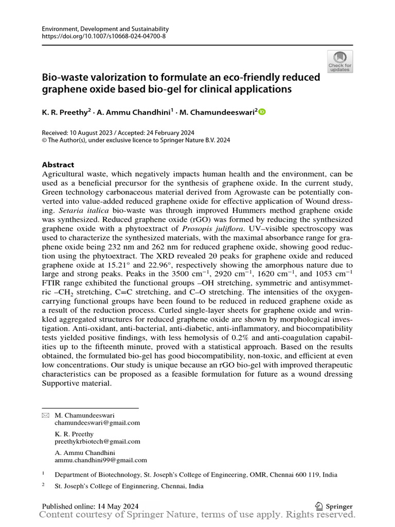 Bio-Waste Valorization To Formulate An Eco-Friendl | PDF | Graphene | Carbon