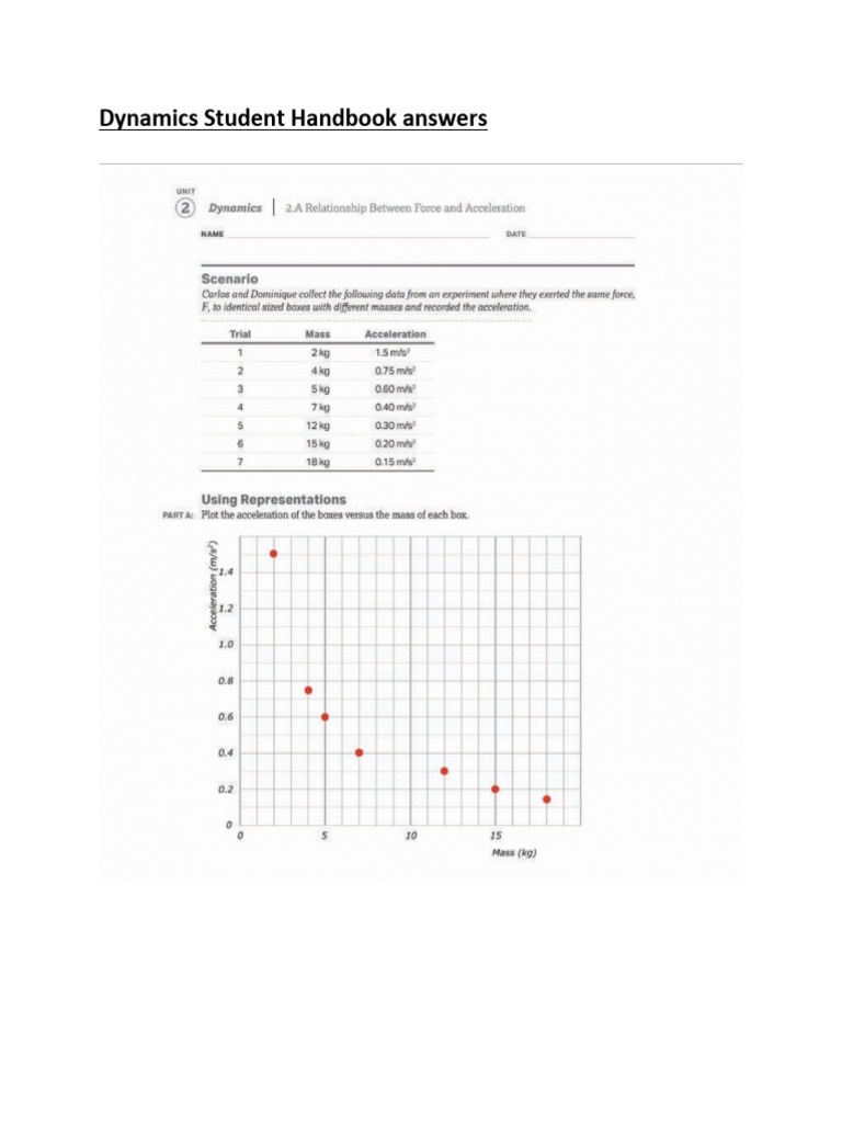 Dynamics Student Handbook Answers | PDF