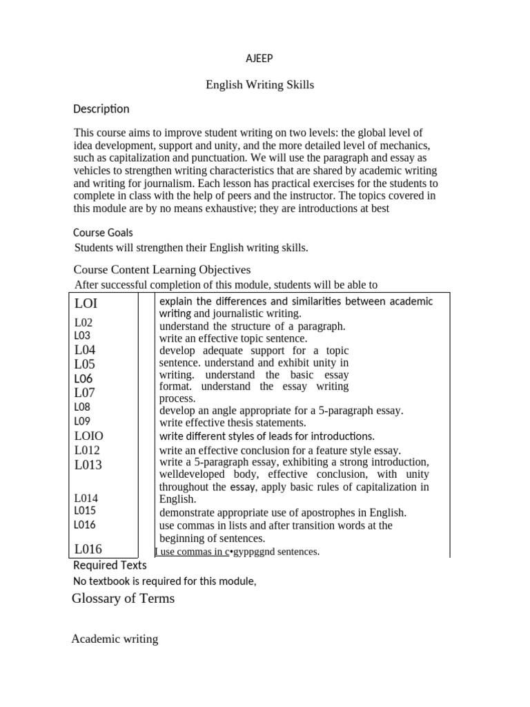 English Writing Skills 1 | PDF | Essays | Comma