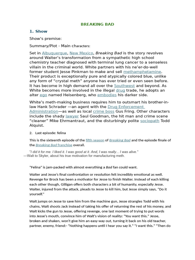 Breaking Bad | PDF | Television Series About Organized Crime