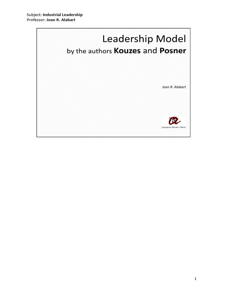 Leadership Model by The Authors Kouzes and Posner | PDF | Leadership ...