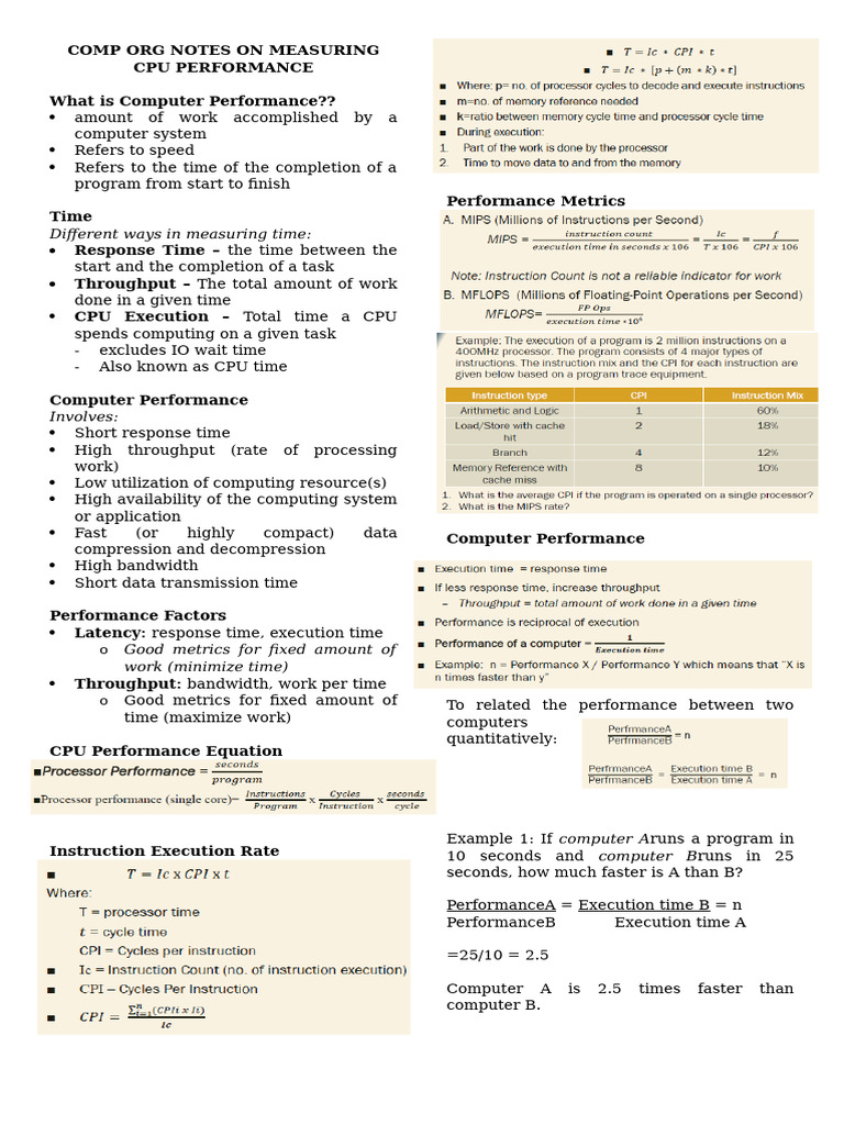 Comp Org Notes On Measuring Cpu Performance | PDF | Central Processing ... Comp Org Notes On Measuring Cpu Performance | PDF | Central Processing ...