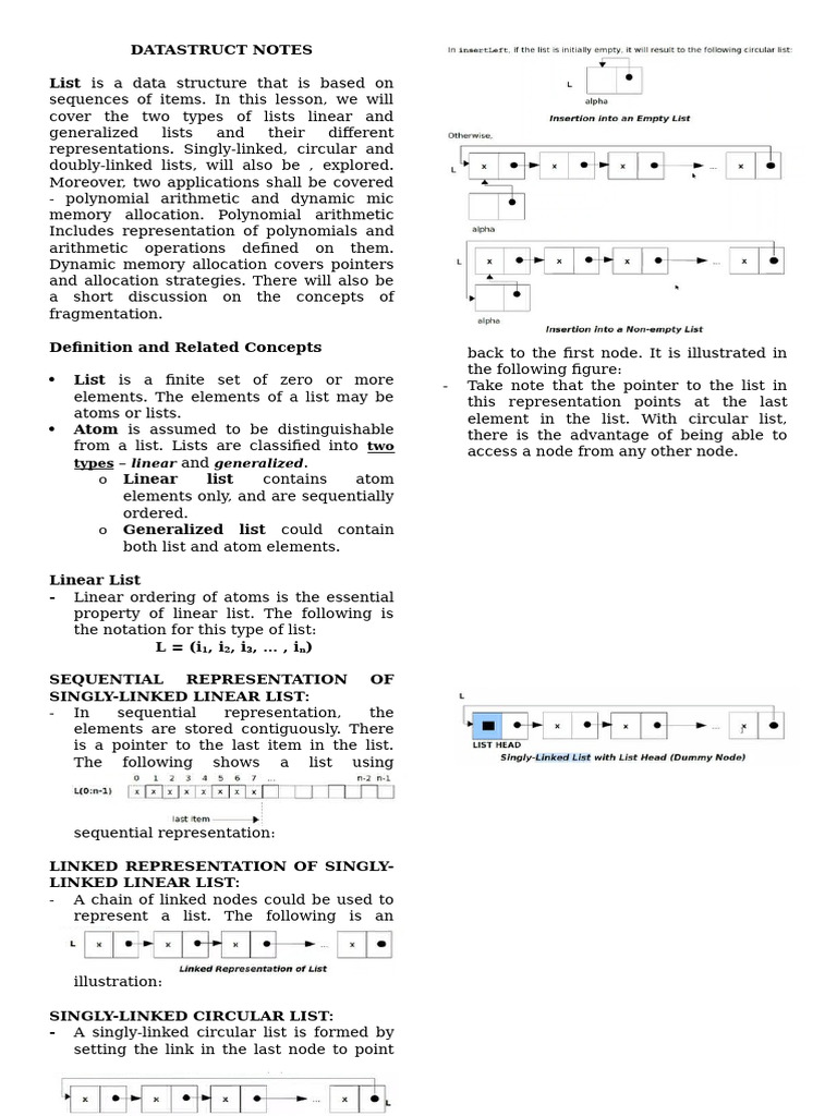 Datastruct Notes On Linked List Pdf Computer Programming Software Engineering