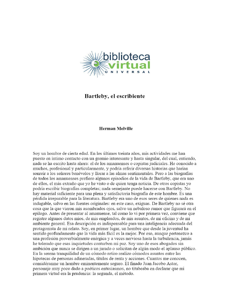 Bartleby, El Escribiente | PDF