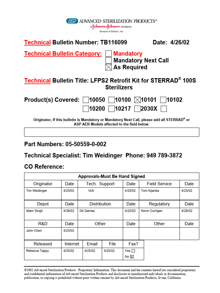 ASP Sterrad 100S - Technical Bulletin | PDF | Electrical Connector ...
