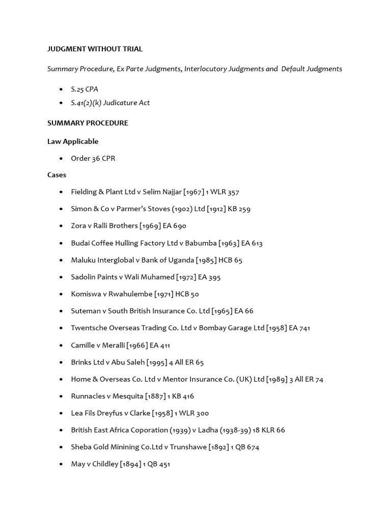 Summary Judgments in Civil Procedure | PDF | Lawsuit | Judgment (Law)
