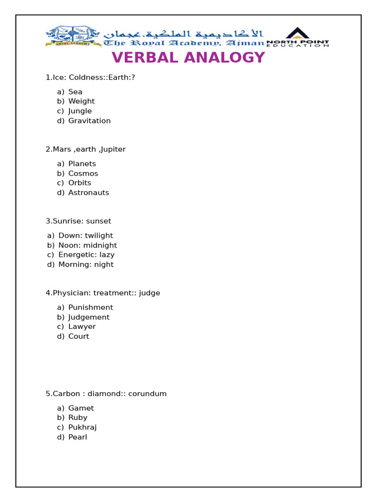 Verbal Analogy | PDF