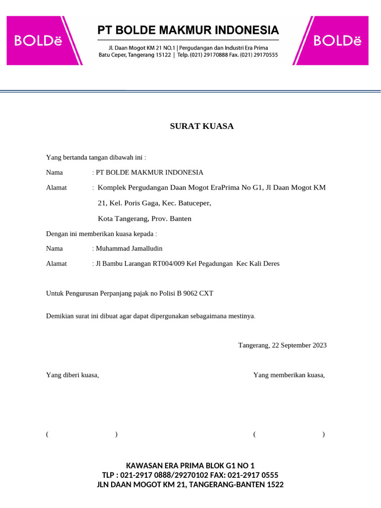 Surat Kuasa BMI | PDF