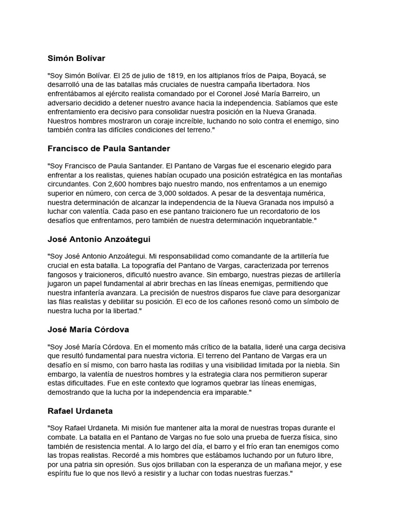 Batalla de Vargas: Héroes de la Libertad | PDF | Militar | Batallas