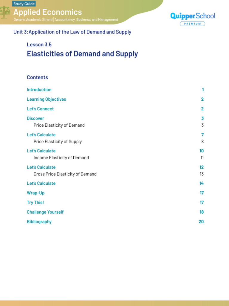 Elasticities of Demand and Supply | PDF | Elasticity (Economics) | Demand