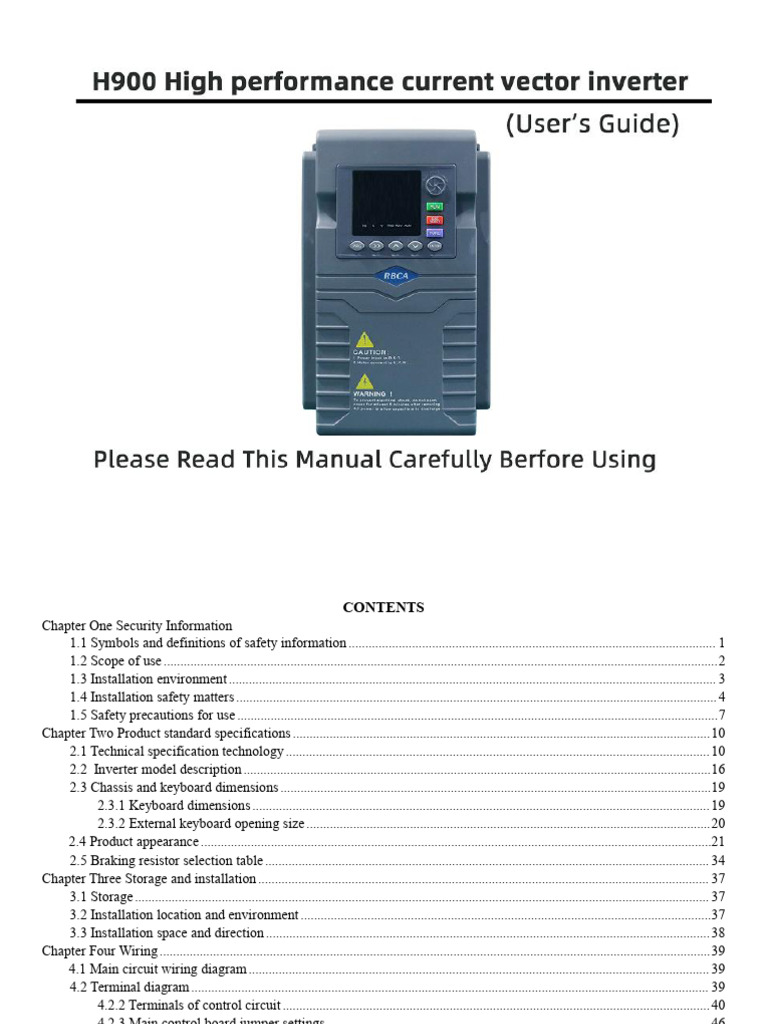 9 - H900 User Manual V1.01 | PDF | Power Inverter | Electric Motor