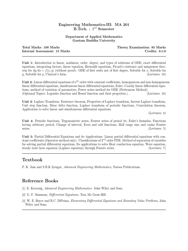 MA201 | PDF | Partial Differential Equation | Differential Equations