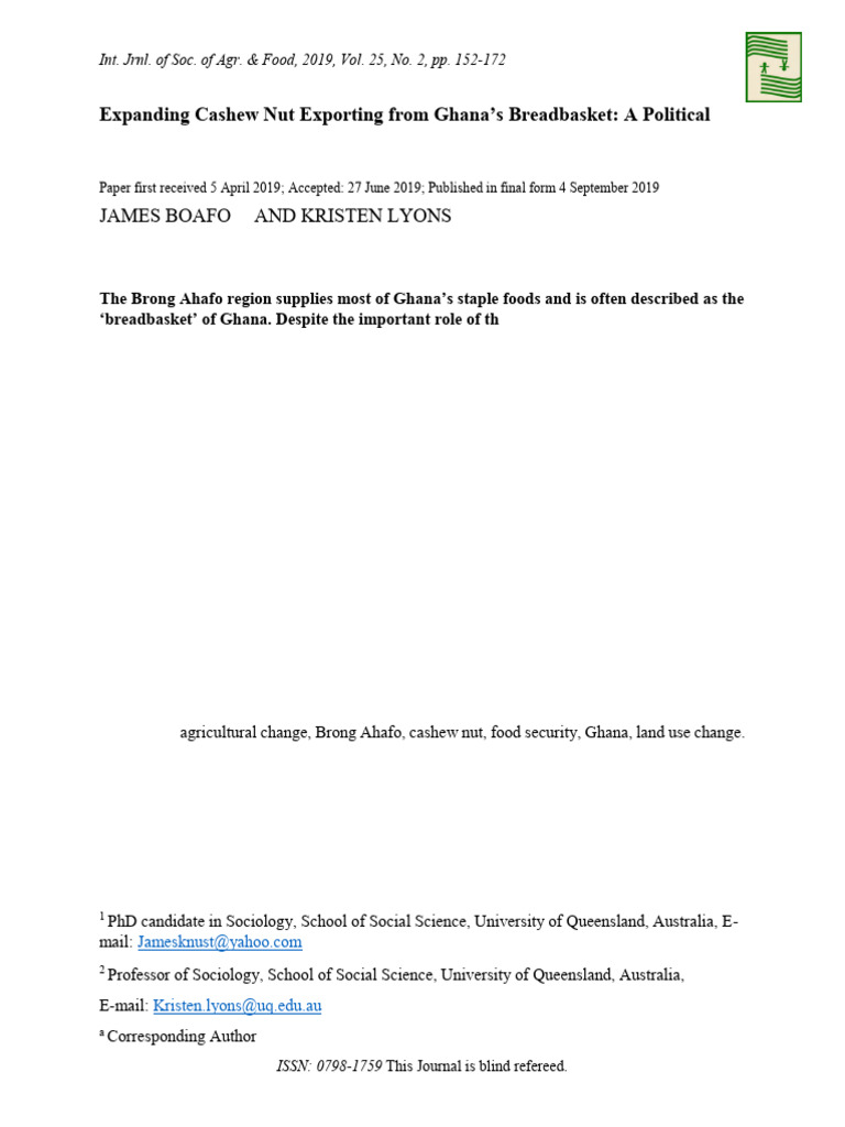 James Boafo and Kristen Lyons | PDF | Cocoa Bean | Colonialism