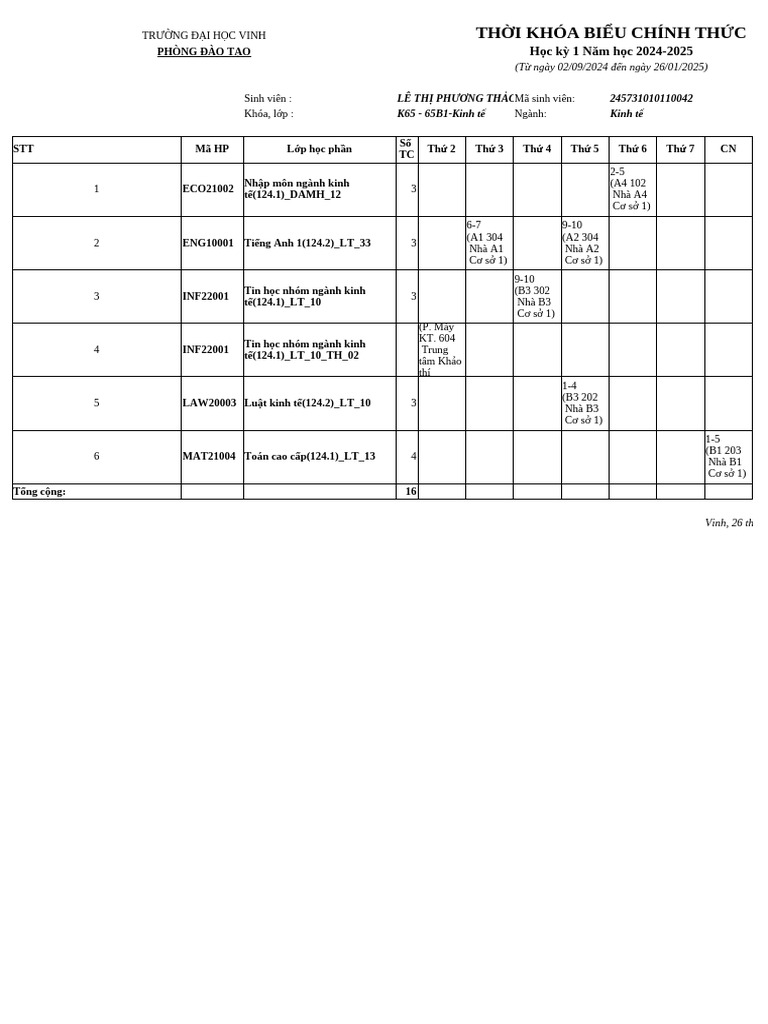 Export TKB SV Mau 1 | PDF