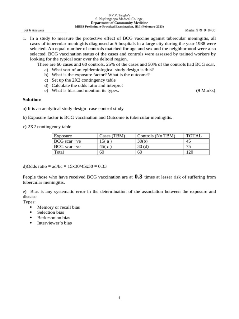 Epidemiological Study on BCG and TBM | PDF