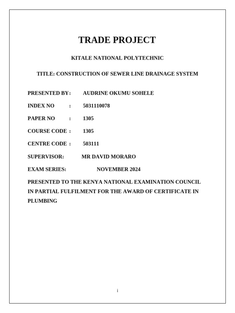 Siwer Line Trade Project | PDF | Surveying | Sanitary Sewer