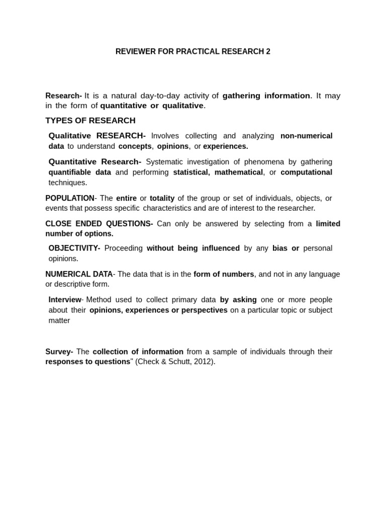Reviewer For Practical Research 2 | PDF | Quantitative Research | Survey Methodology