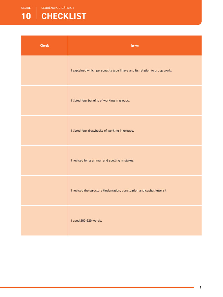 Checklist Working in Groups | PDF