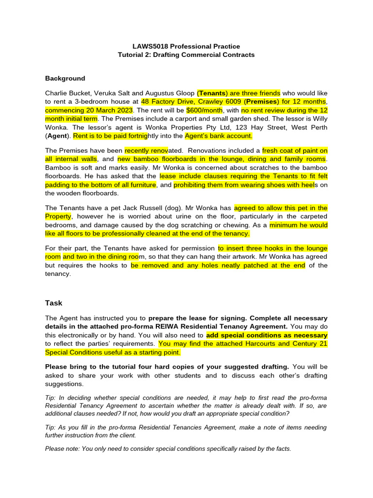 LAWS5018 Professional Practice Assignment | PDF | Lease | Leasehold Estate