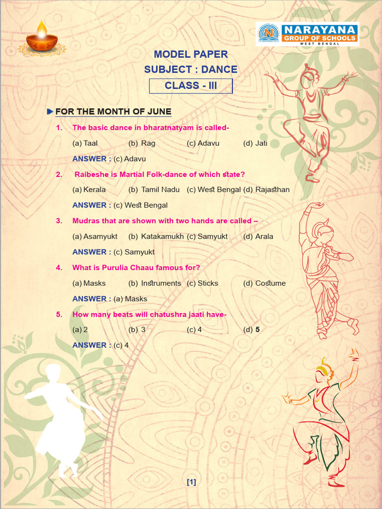 Dance Question Paper 2024-25 - III | PDF | Concert Dance | Performing Arts