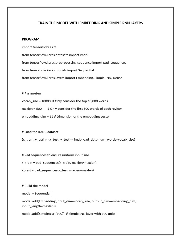 RNN Model Training with IMDB Data | PDF | Computational Neuroscience ...