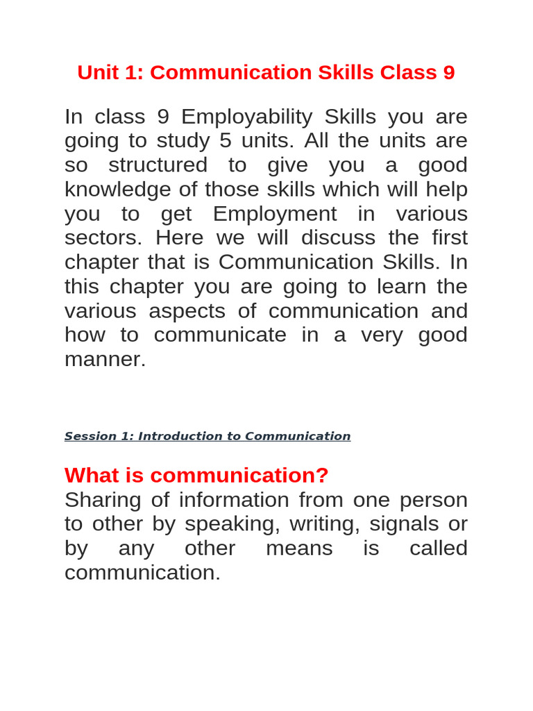 Communication Skills-1 | PDF | Communication | English Language