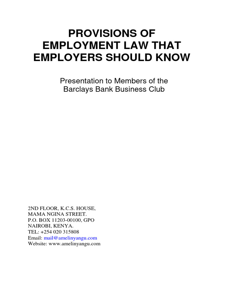 Provision of Employment Law That Employers Should Know | PDF ...