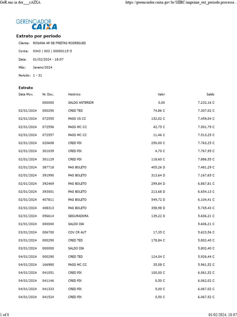 Extrato 01-2024 | PDF